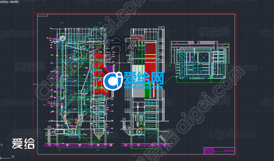 130t循环流化床锅炉图 CAD图纸（AutoCAD-ZWCAD设计，提供dwg文件） - cad图纸 - 爱给网
